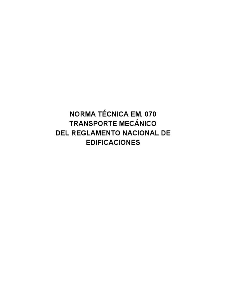 EM070 Proyecto Norma Ascensores | PDF | Ascensor | Transporte