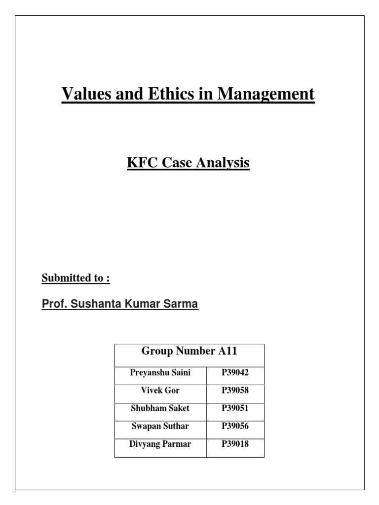 Values and Ethics in Management: KFC Case Analysis | PDF | Trans Fat ...