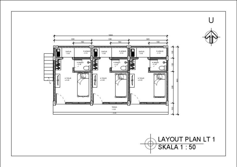Layout Plan LT 1 SKALA 1: 50: Dapur - 0.05 R.Jemur - 0.10 Dapur - 0.05 R.Jemur - 0.10 Dapur - 0. ...