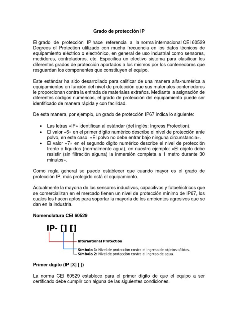 Grado de Protección IP | PDF | Naturaleza