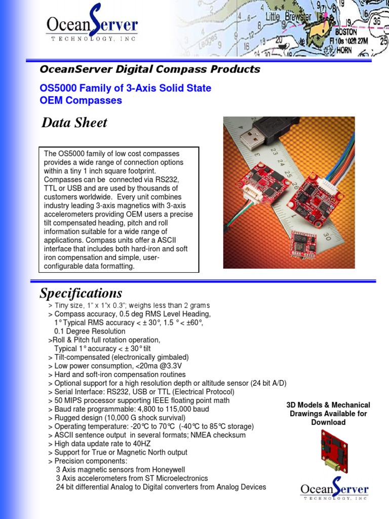 Data Sheet: Oceanserver Digital Compass Products | PDF | Compass | Usb