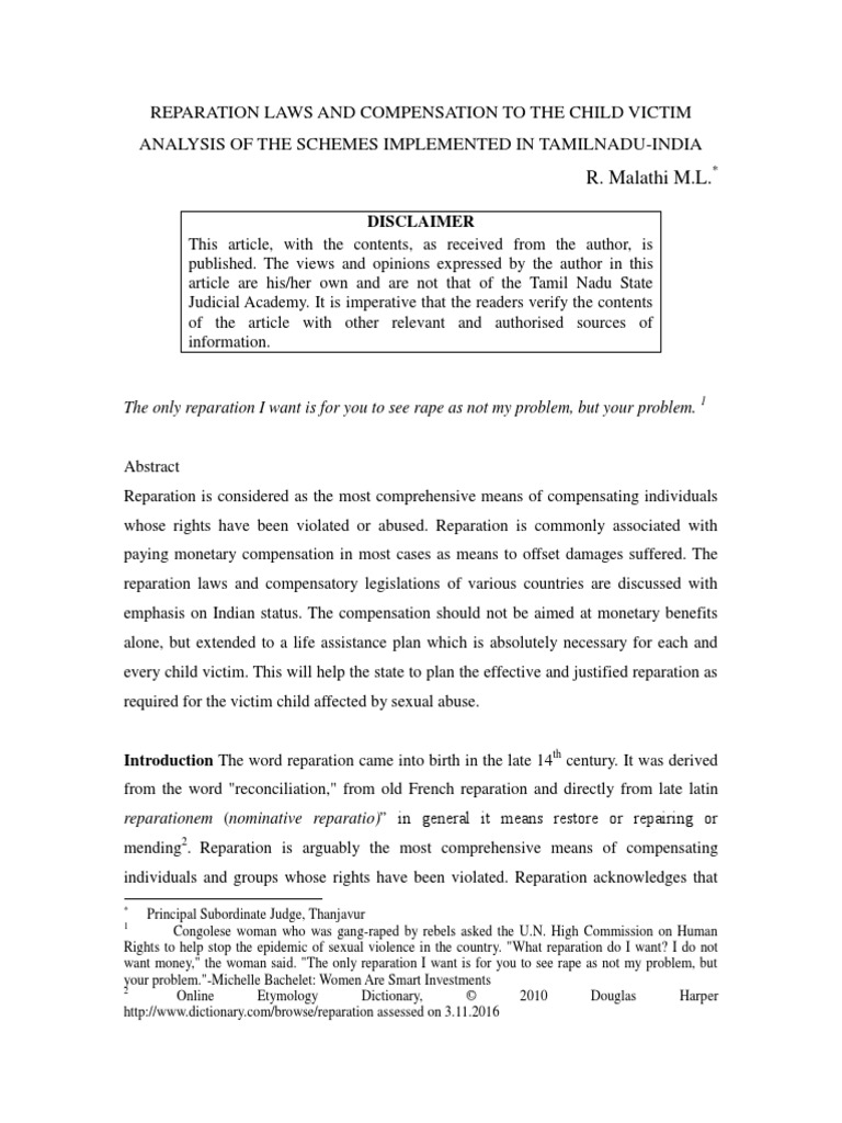 Reparation Laws | PDF | Victimology | Damages