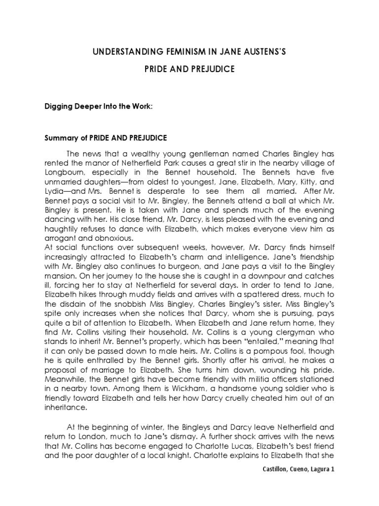 Understanding Feminism in Jane Austens's Pride and Prejudice | PDF ...