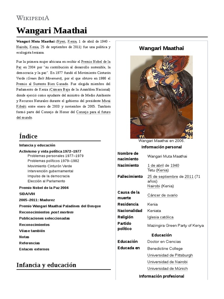 Wangari Maathai | PDF | Kenia | Elecciones