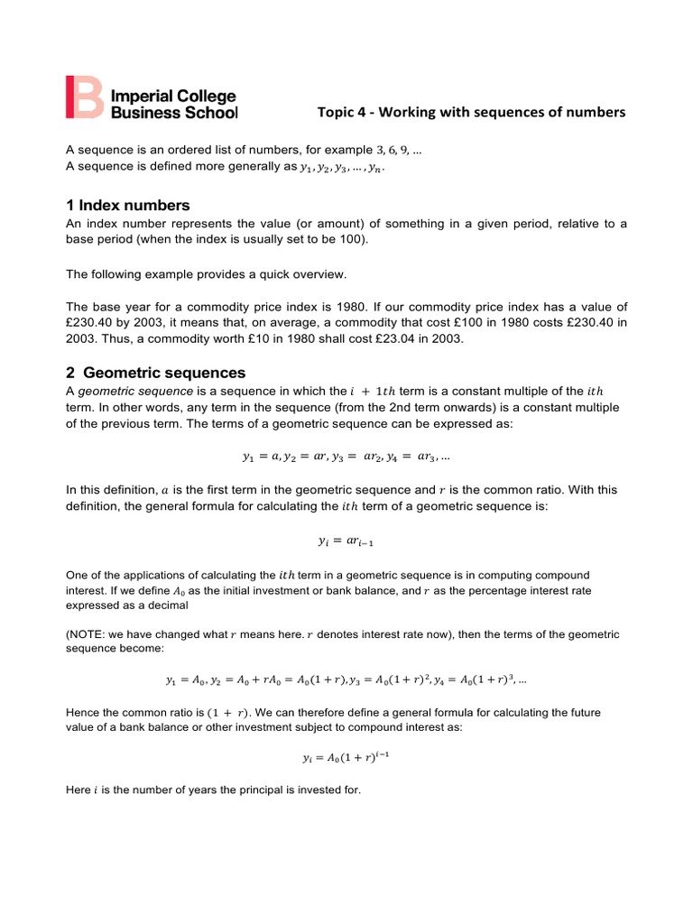 Topic 4 - Working With Sequences of Numbers | PDF | Net Present Value | Present Value