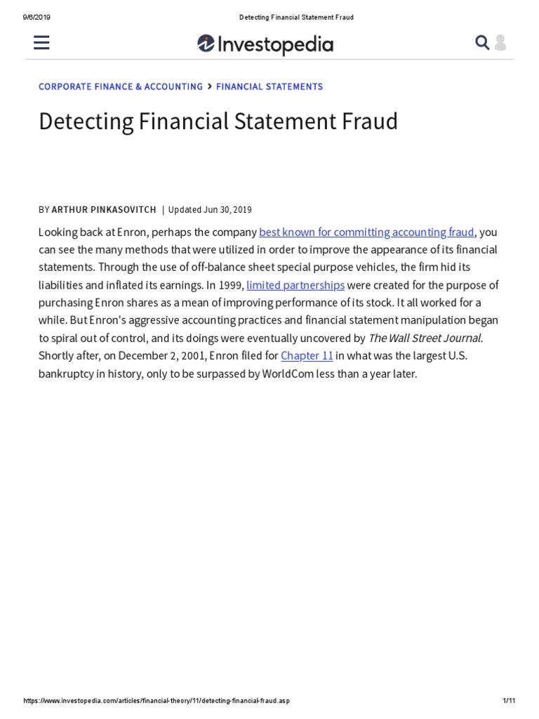 Detecting Financial Statement Fraud: Best Known For Committing ...