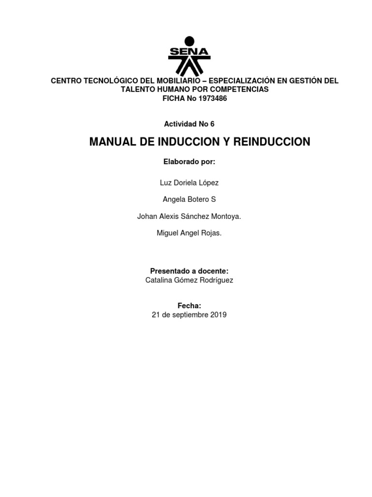 Manual de Induccion y Reinduccion | PDF | Bienestar | Cultura organizacional