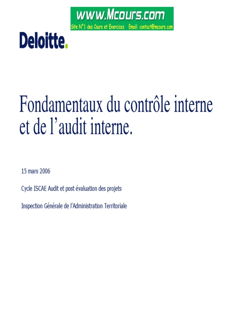 Fondamentaux Du Controle Interne Et de L Audit Interne PDF | PDF | Contrôle interne | Audit interne