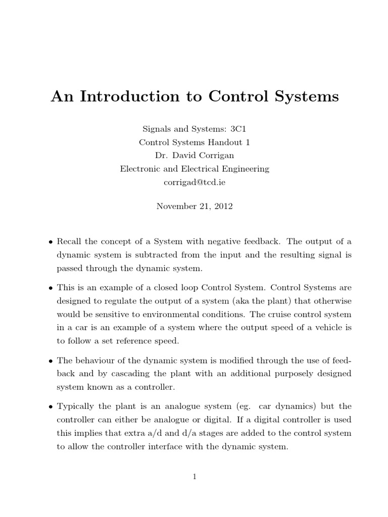 Control Systems Students PDF | PDF | Control Theory | Control System
