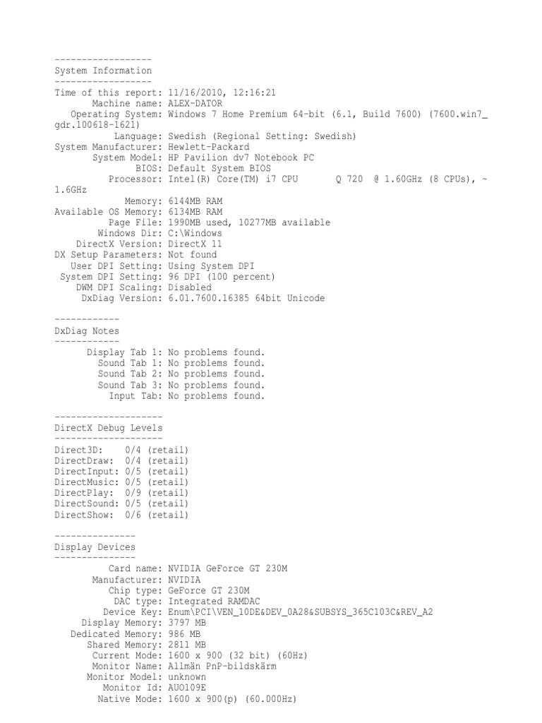 DX Diag | PDF | Device Driver | Codec