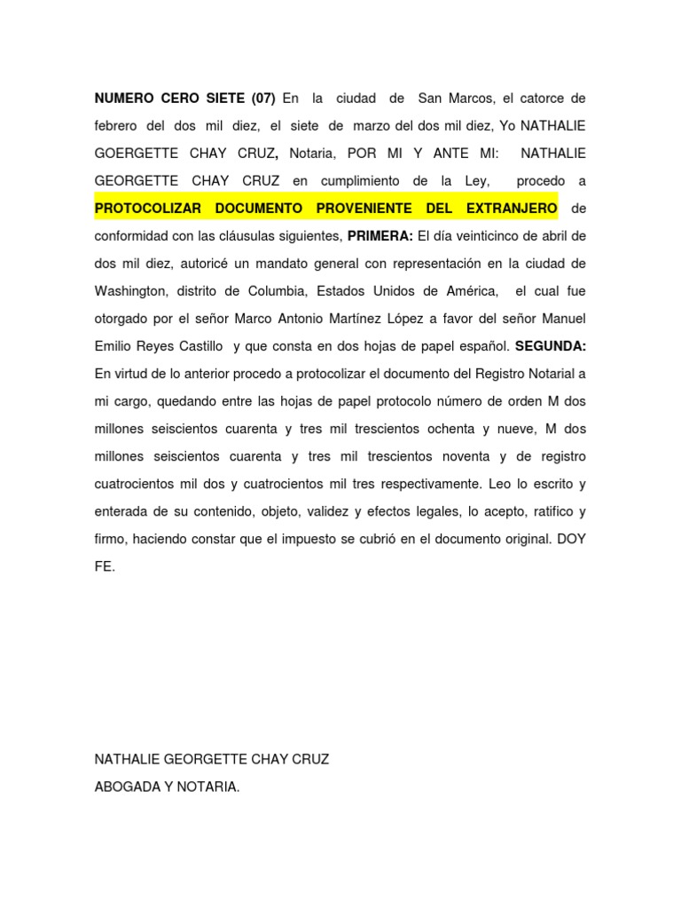Protocolizacion de Documento Proveniente Del Extranjero 2 | PDF | Derecho