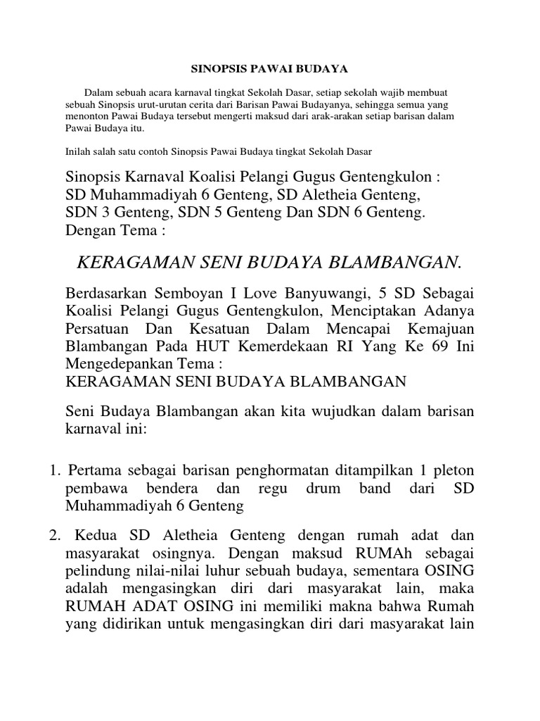 Sinopsis Pawai Budaya | PDF