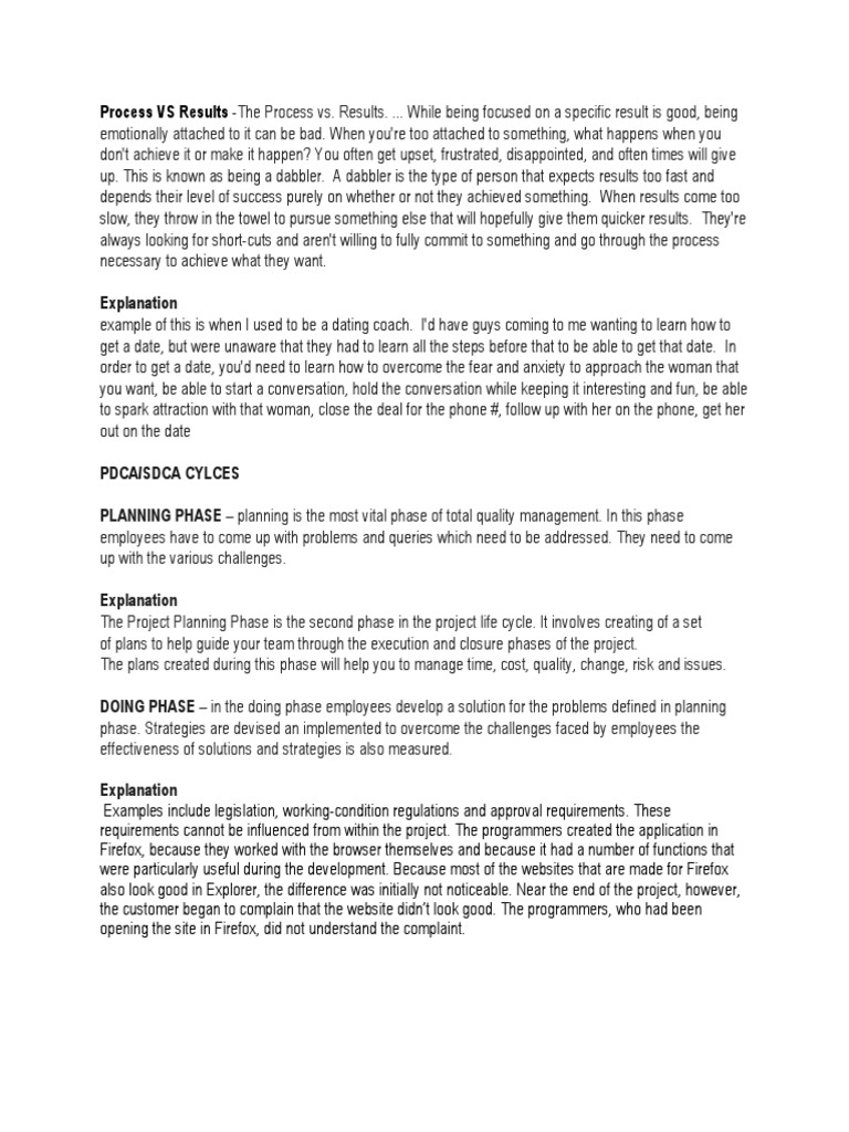 Process vs. Results in PDCA Cycles | PDF | Psychological Concepts ...