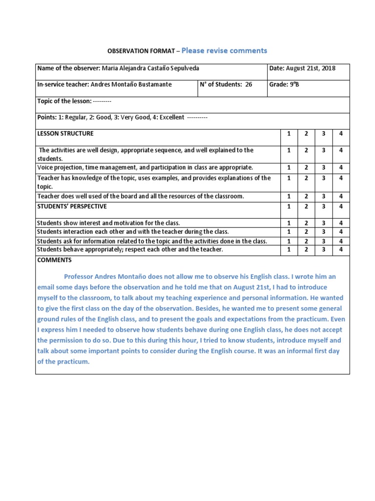 Observation Format | PDF