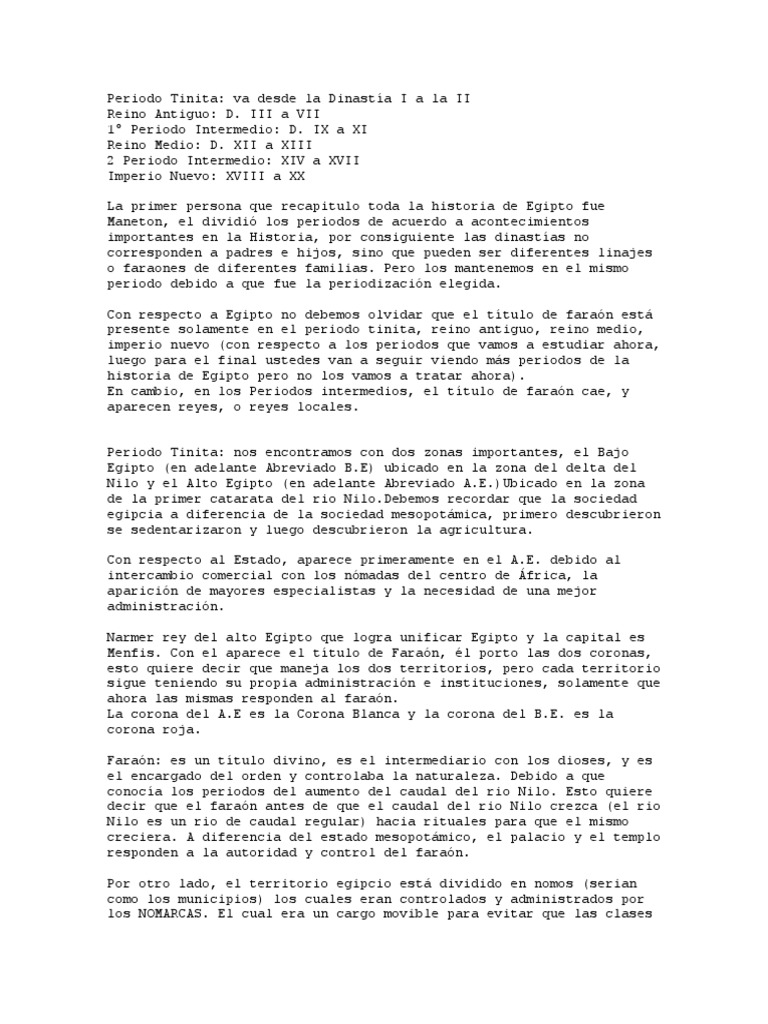 Dinstías Egipcias e Inicio Del Período Tinita | PDF | Horus | faraón