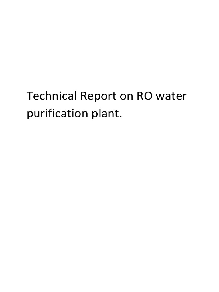 Technical Report On RO Water Purification Plant | PDF | Membrane ...