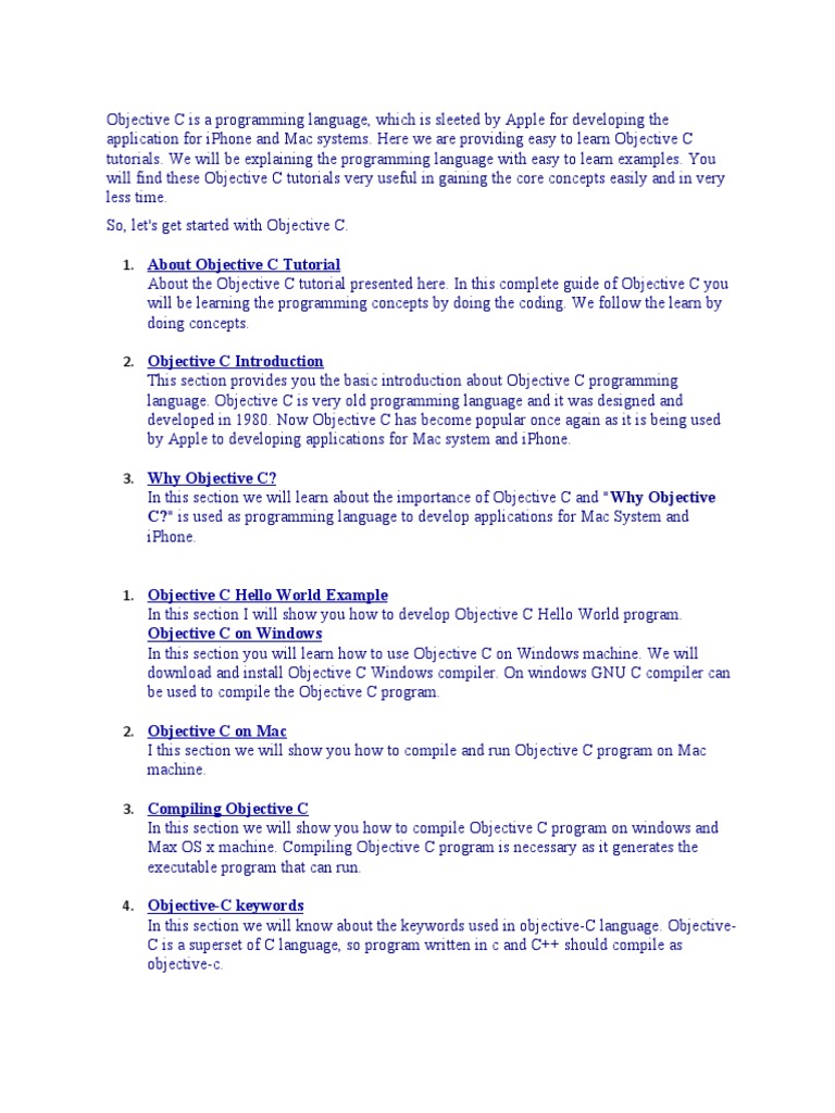 Objective C Programming Language Pdf Computer Programming Objective C