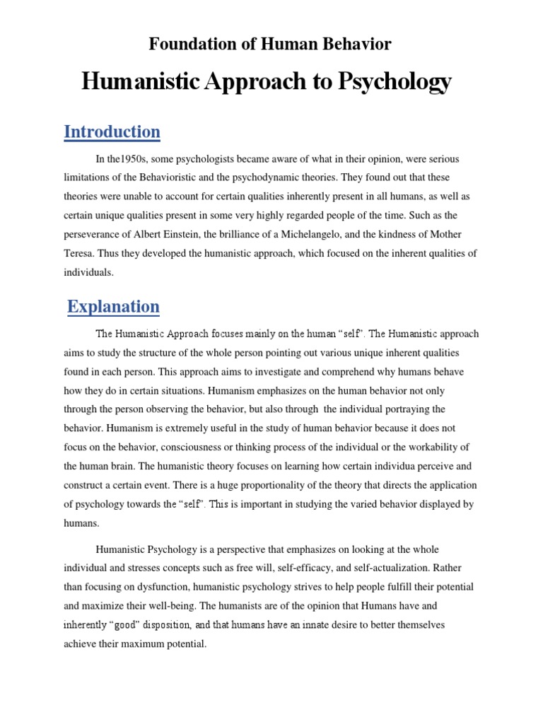Humanistic Approach Psychology