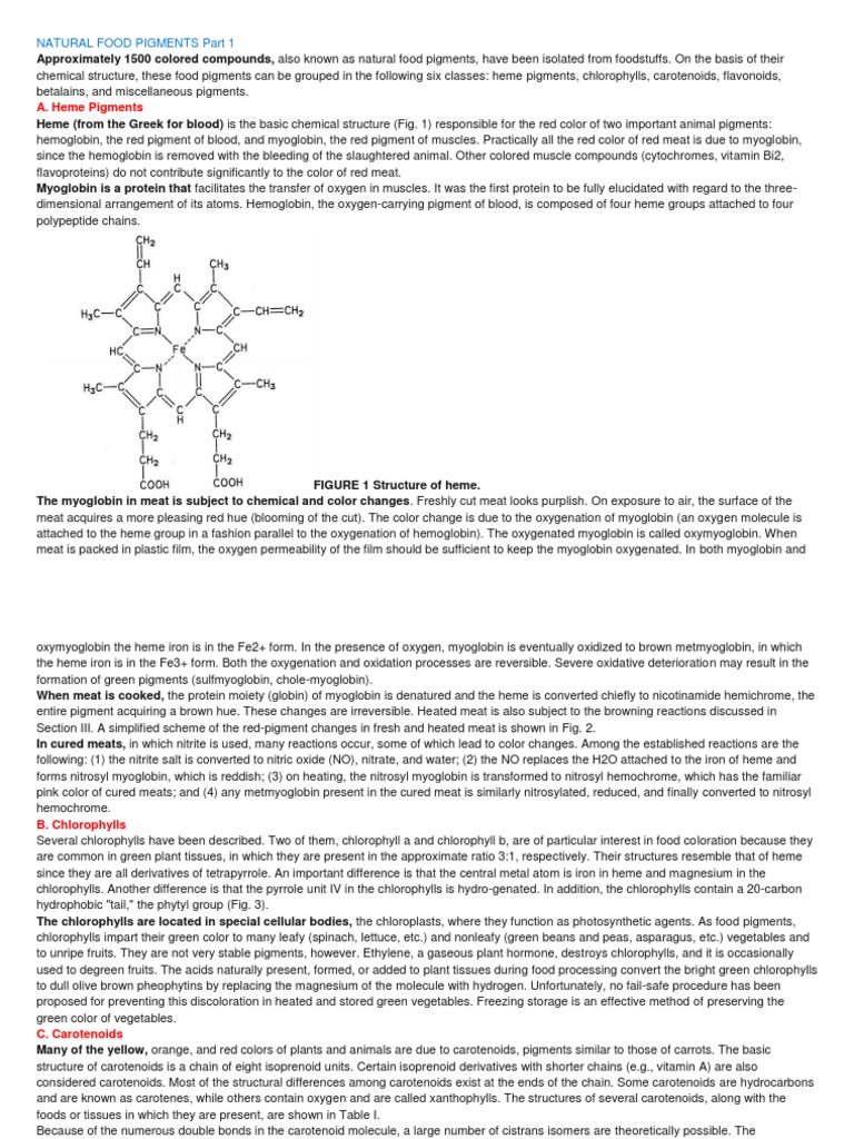 A. Heme Pigments: Natural Food Pigments Part 1 | PDF | Carotenoid | Plants