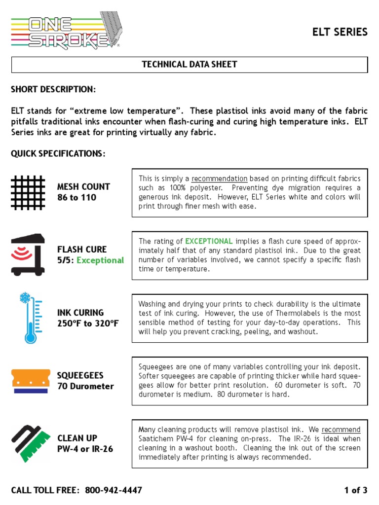 Elt Series: Technical Data Sheet Short Description | PDF | Polyester | Ink