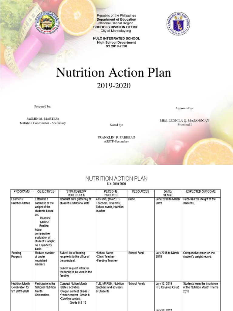 Nutrition Action Plan: Department of Education Schools Division Office ...