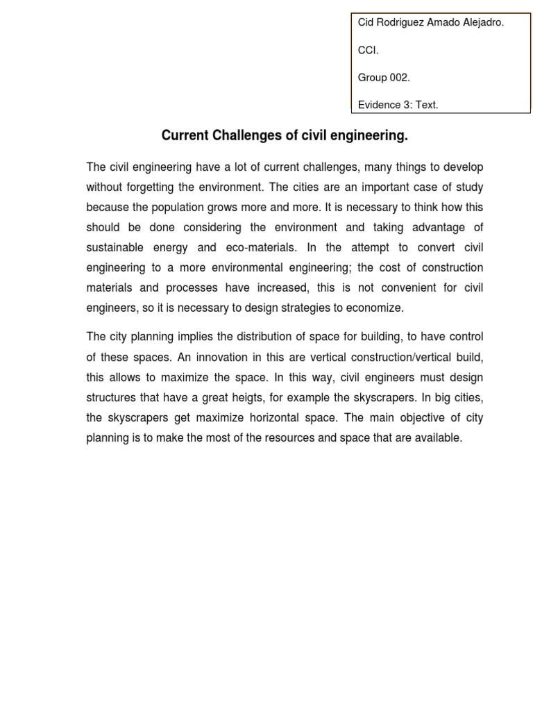 Current Challenges of Civil Engineering | PDF
