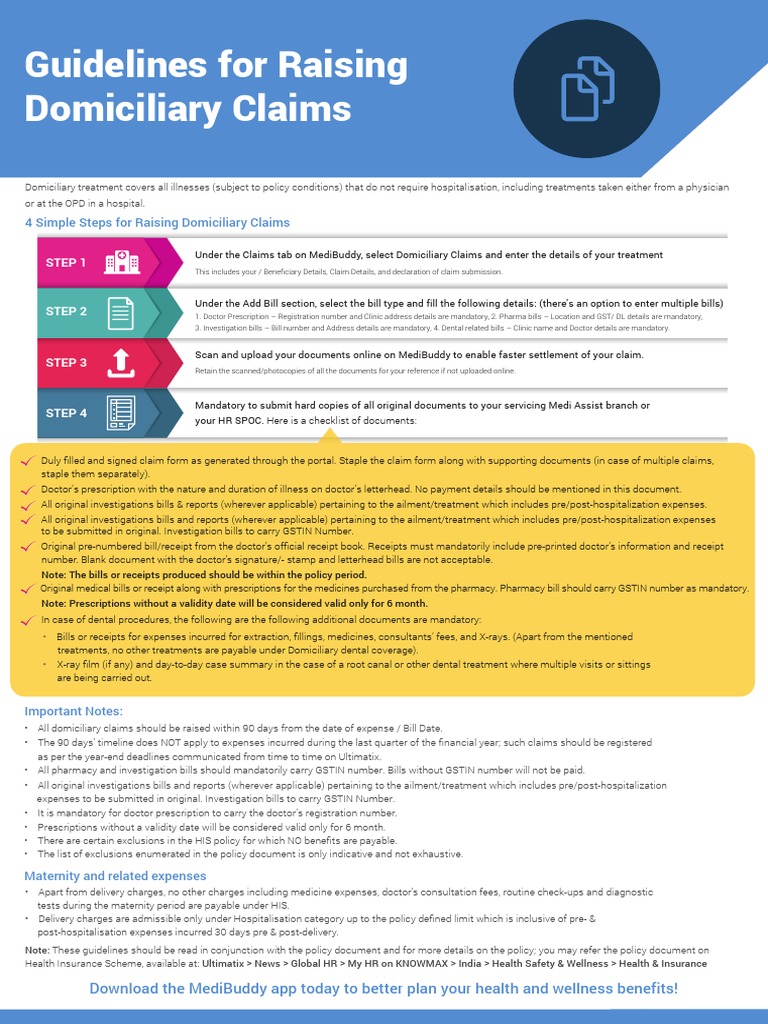Domiciliary Claims Guidelines for TCS | PDF | Medical Prescription ...