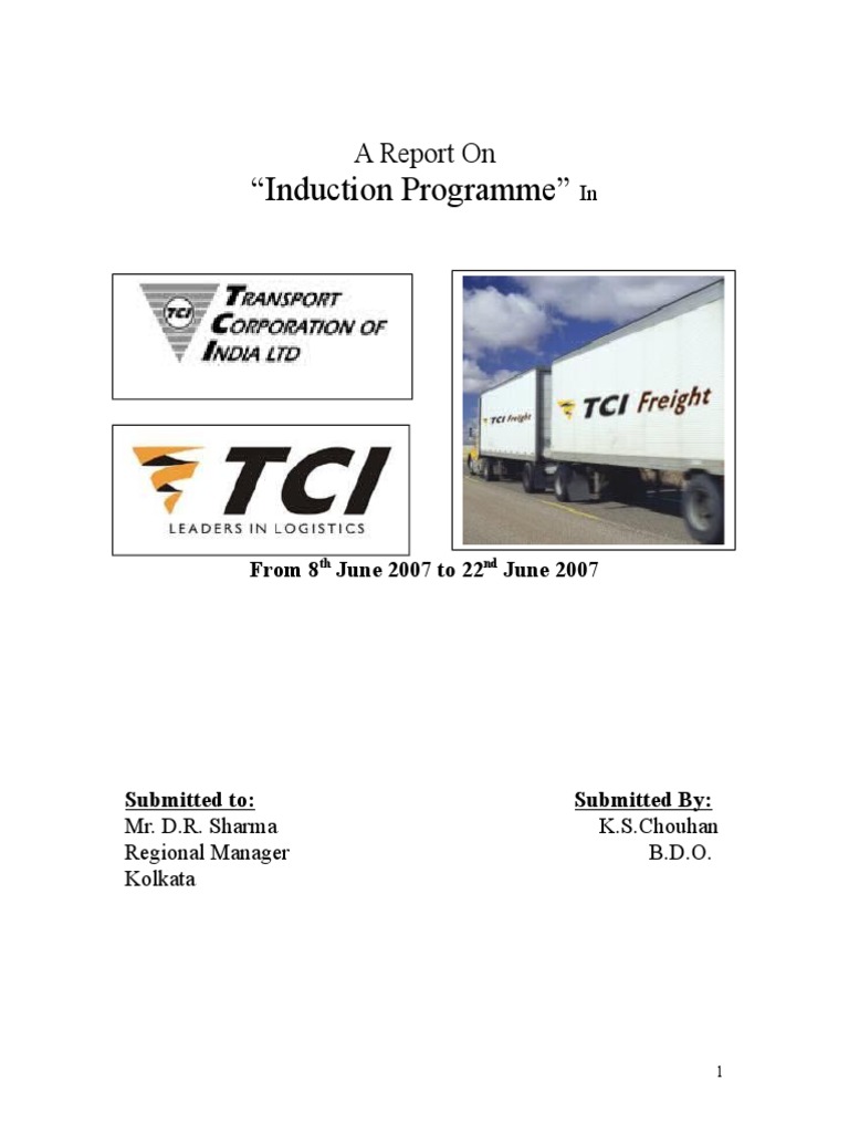 Induction Report | PDF | Receipt | Cargo