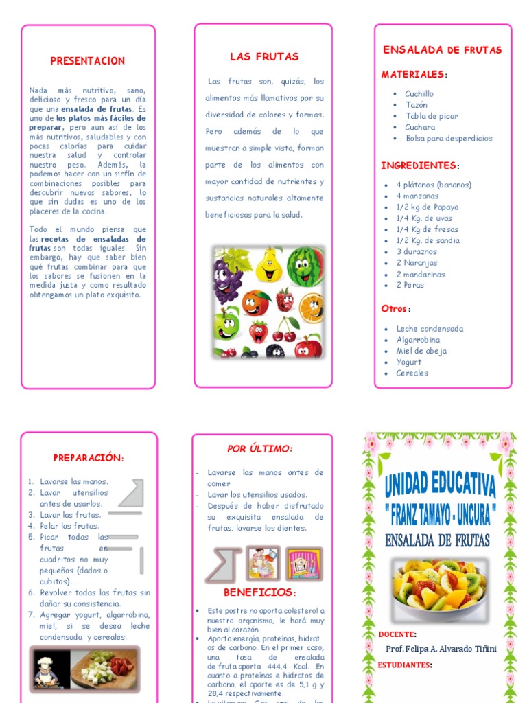 Ensalada de Frutas - Triptico | PDF | ensalada | Alimentos