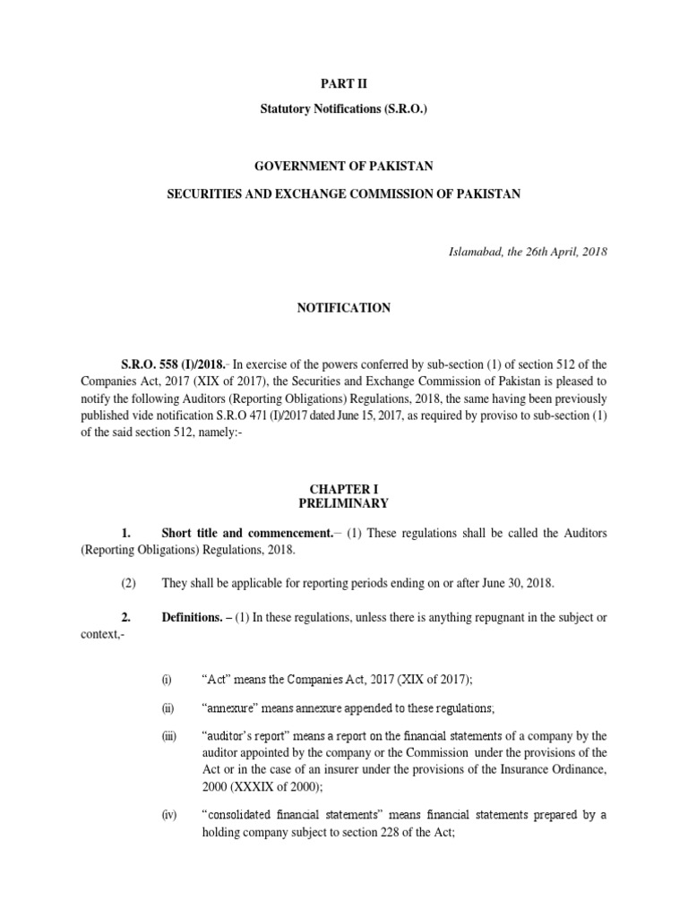 Auditors (Reporting Obligations) Regulations 2018 25.4.2018 PDF | PDF ...