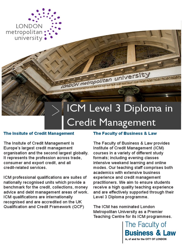 ICM Level 3 Diploma in Credit Management: The Faculty of Business & Law ...