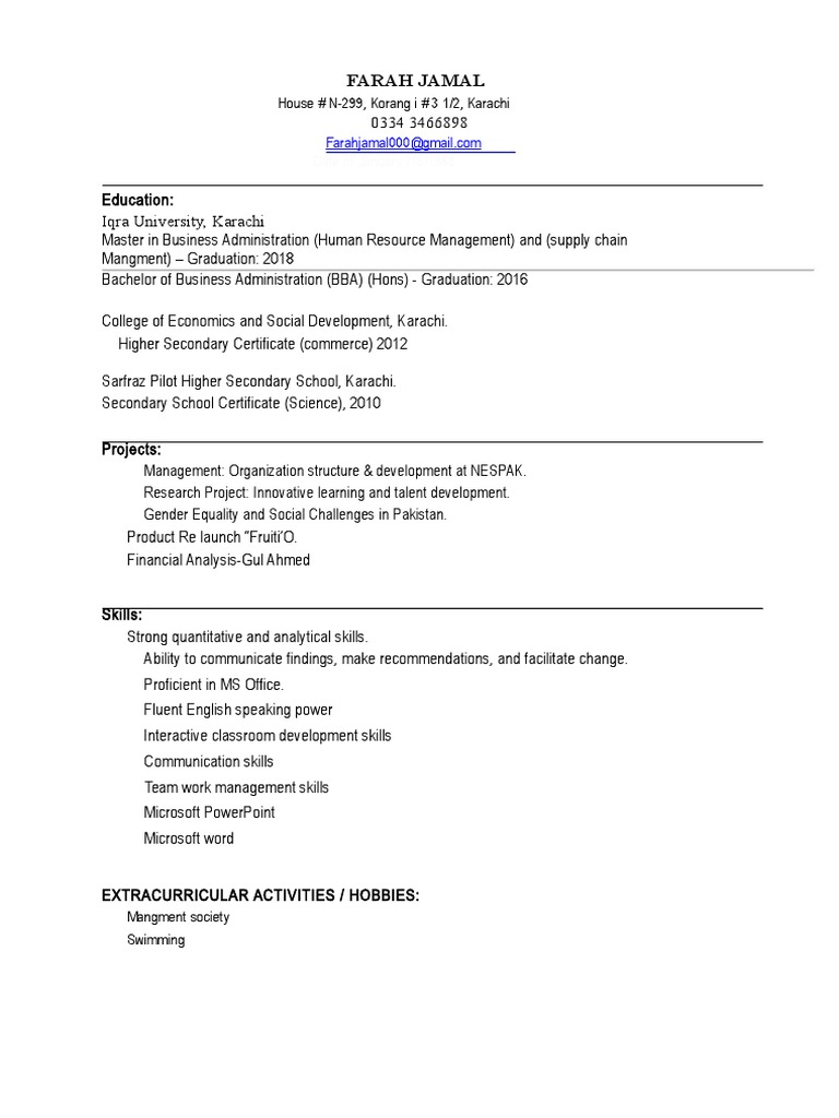 Farah CV | PDF