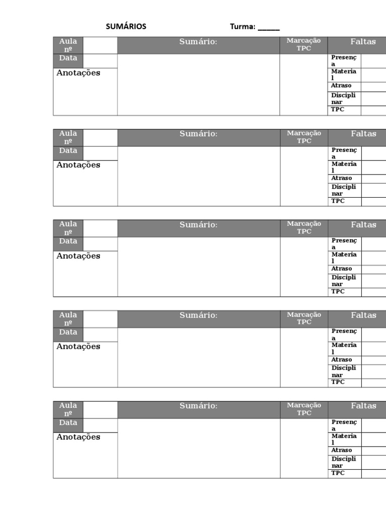 Ficha de Sumarios | PDF