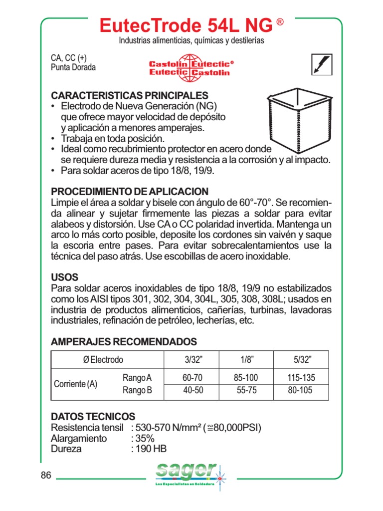 Eutectrode 54LNG | PDF