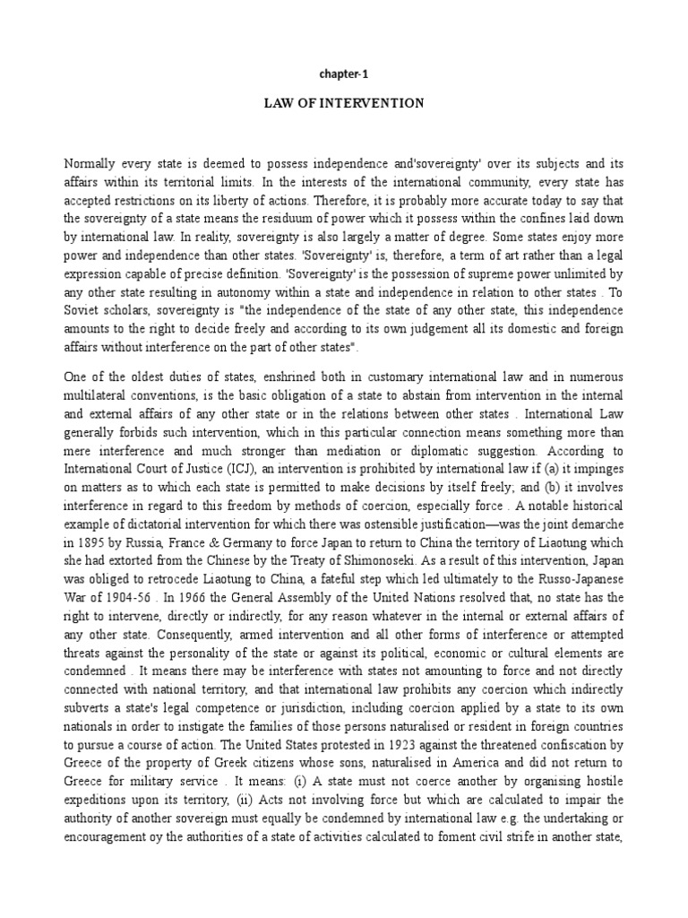 Law Intervention Under International Law | PDF | Sovereign State ...