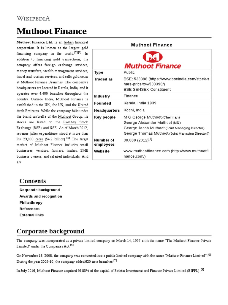 Muthoot Finance PDF | PDF | Companies | Economies