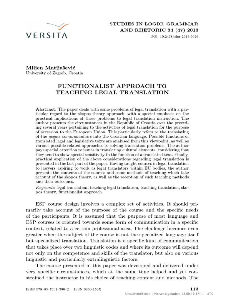 Studies in Logic, Grammar and Rhetoric. Functionalist Approach To ...