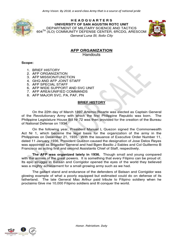 Afp Organization | Download Free PDF | Staff (Military) | Joint Chiefs ...