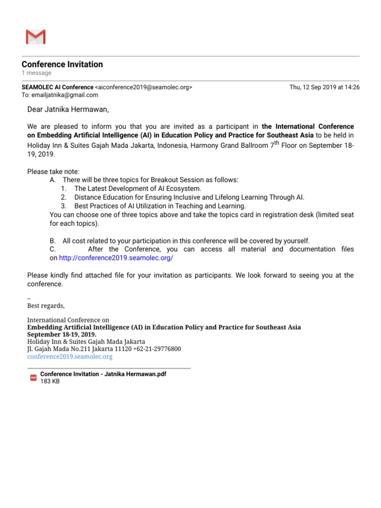 Gmail - Conference Invitation | PDF