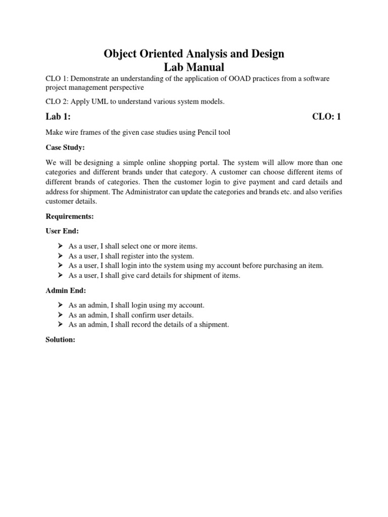Object Oriented Analysis and Design Lab Manual | PDF | Cascading Style ...