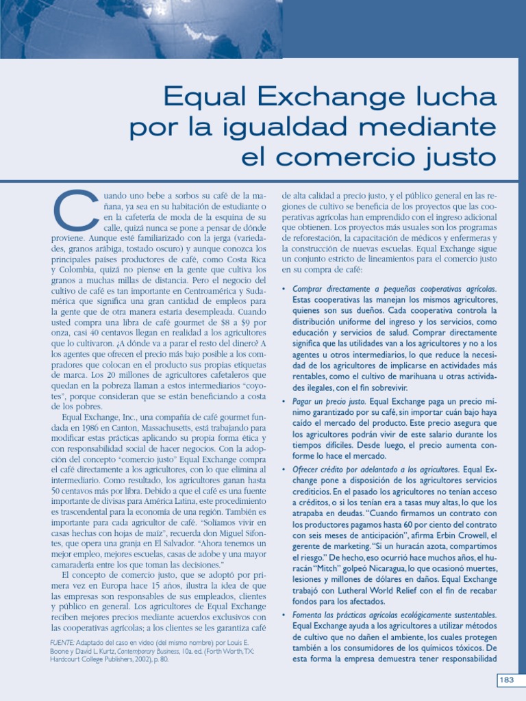 Equal Exchange Lucha Por La Igualdad Mediante El Comercio Justo | PDF ...