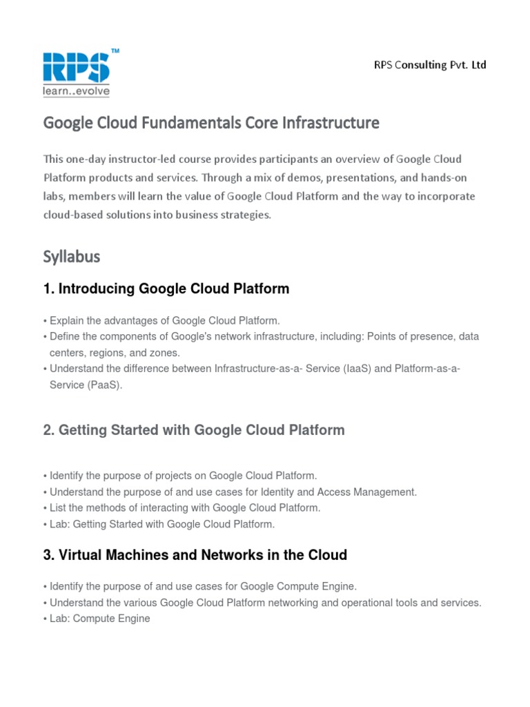 Google Cloud Fundamentals Core Infrastructure | PDF | Cloud Computing ...