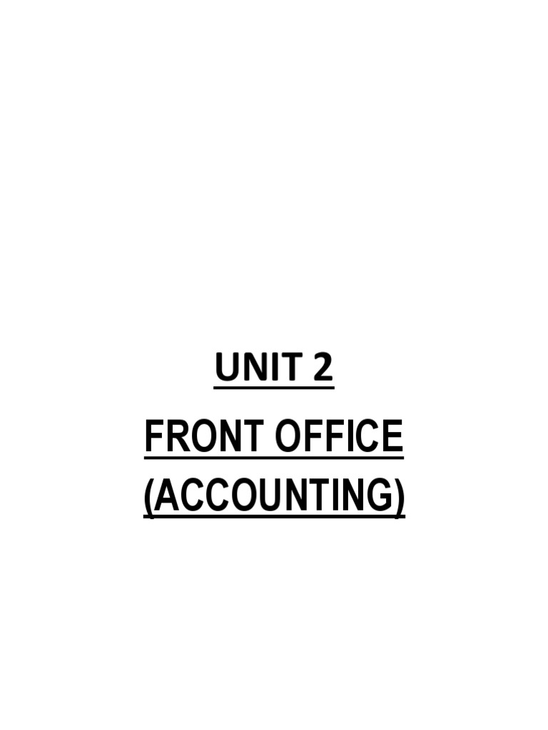 Unit 2 Front Office (Accounting) | PDF | Debits And Credits | Credit Card