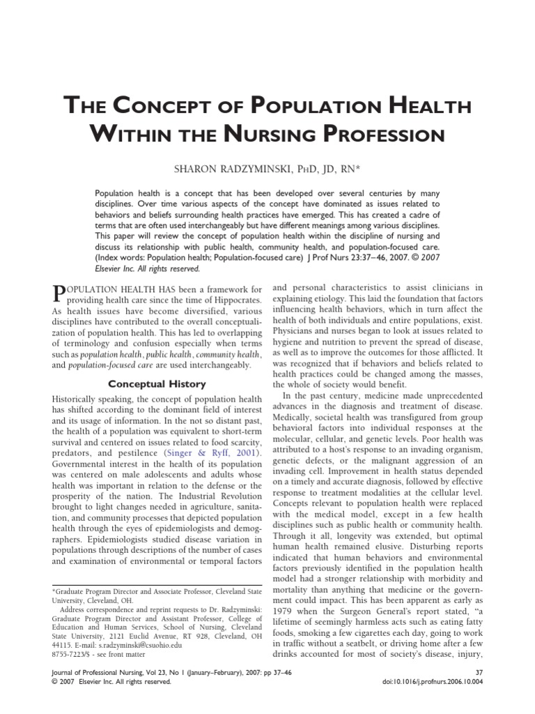 Concept Of Population Health 2005 Pdf Public Health Health Care