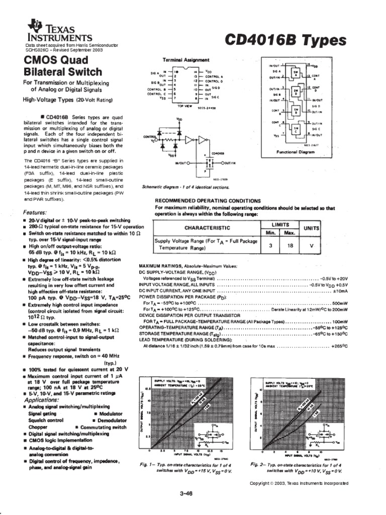 Cd4016 Cmos 4 Multiplexor | PDF | License | Business