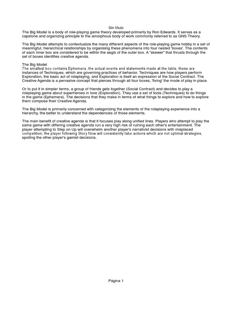 The Big Model - RPG Theory | PDF