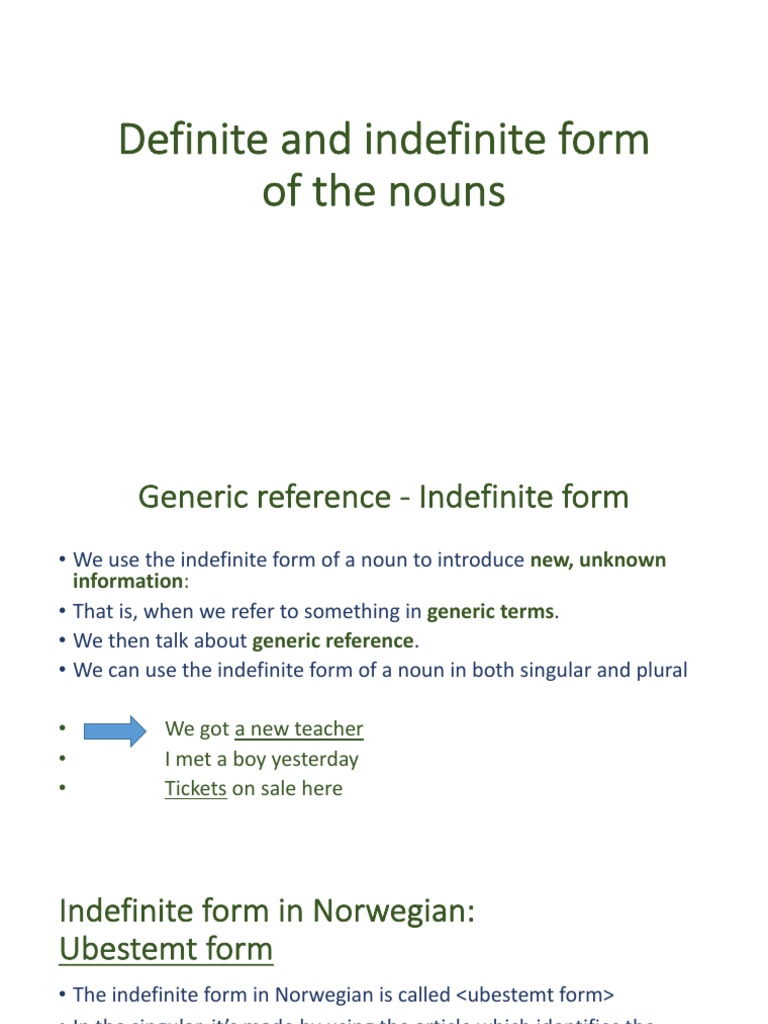 MOOC - Definite and Indefinite Forms | PDF | Grammatical Gender ...