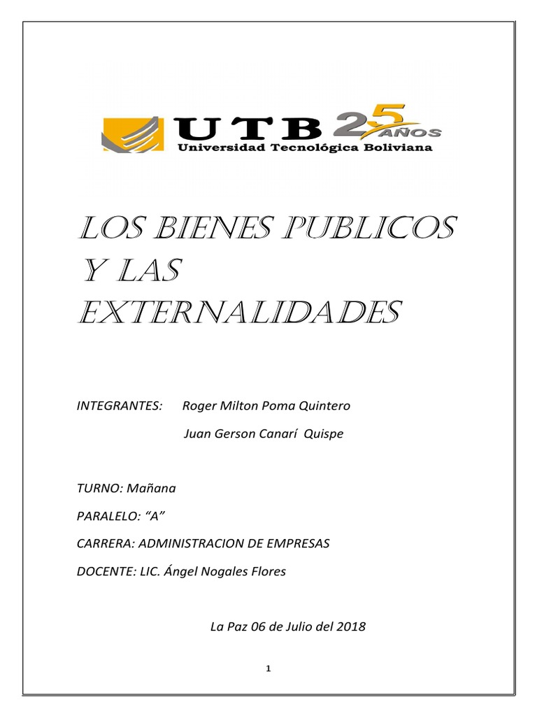 Los Bienes Publicos y Las Externalidades | PDF | Bien público | Exterioridad