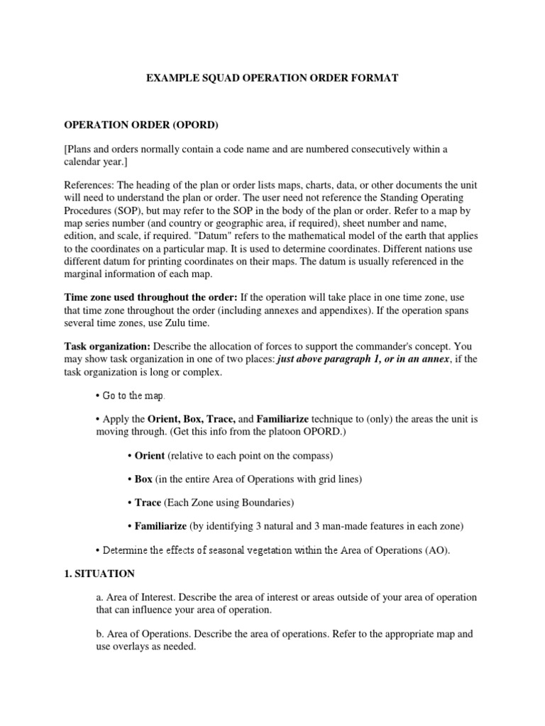 Opord | PDF | Command And Control | Map