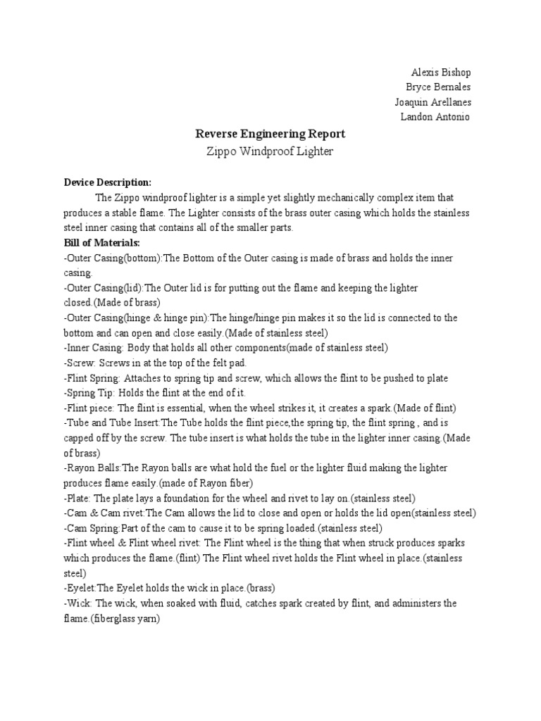 Reverse Engineering Report | PDF | Flint | Materials